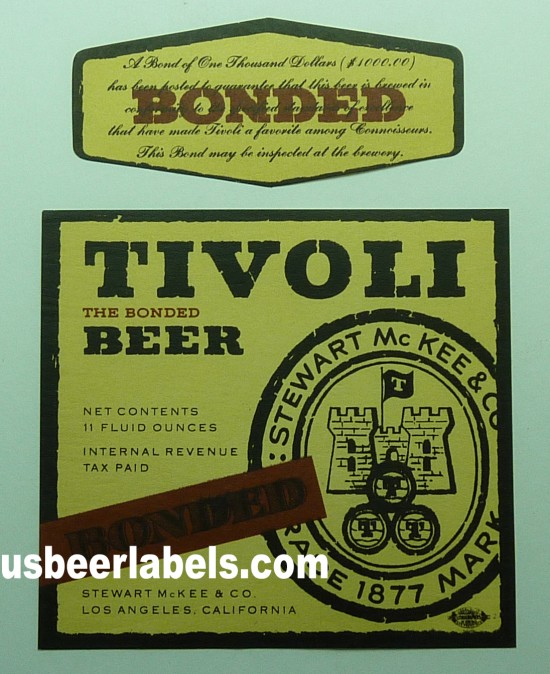 Tivoli Bonded Beer Label, Los Angeles, CA