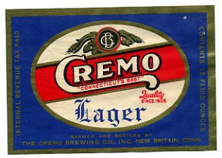 Cremo Lager Beer Label, New Britain, CT
