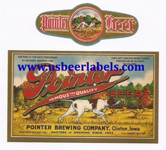 Pointer Beer Label, Clinton, IA