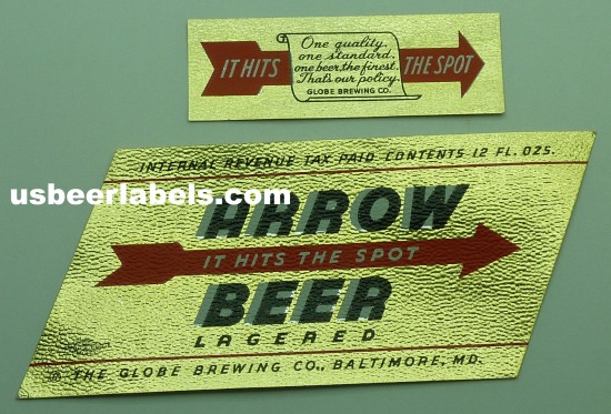 Arrow Lager Beer Label, Baltimore, MD