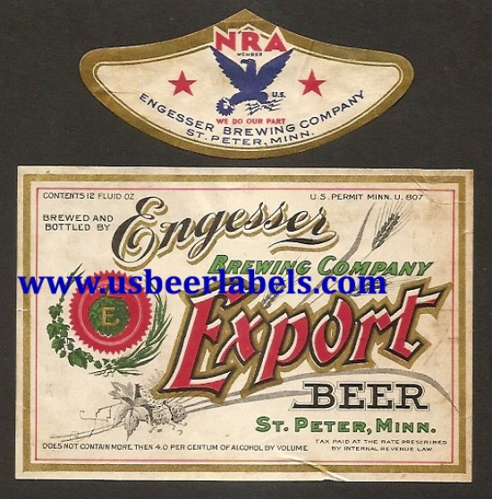 Engesser Export Beer Label, St. Peter, MN