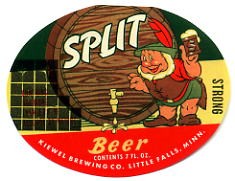 Split Beer Label, Little Falls, MN