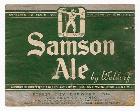 Samson Ale Beer Label, Cleveland, OH