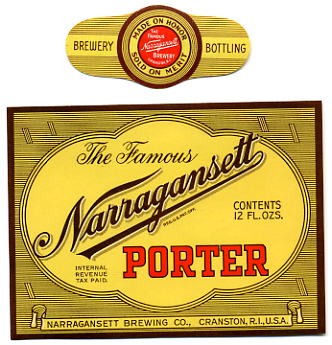 Narragansett Porter Beer Label, Cranston, RI