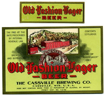 Old Fashion Lager Beer Label, Cassville, WI