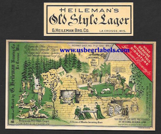 Heilmans Old Style Lager Beer Label, La Crosse, WI