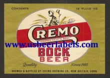 Cremo Bock Beer Label, New Britain, CT